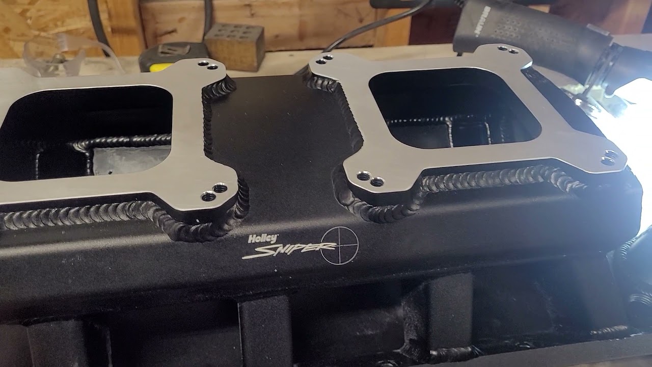 Small block ford, Holley Sniper tunnel ram sheet metal intake - YouTube