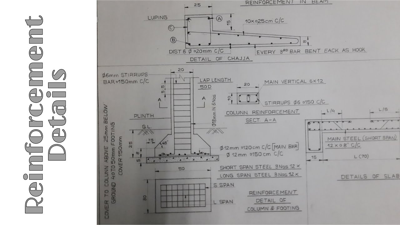 Reinforcement Details - CD 16 | Column & Footing | Beam | Slab | Chajja ...
