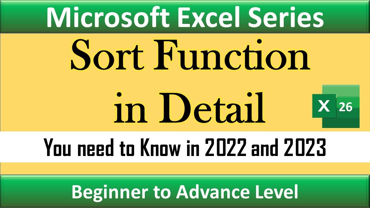 Sort Function In Detail In Excel Sort Function With Data Set Example Youtube 4158