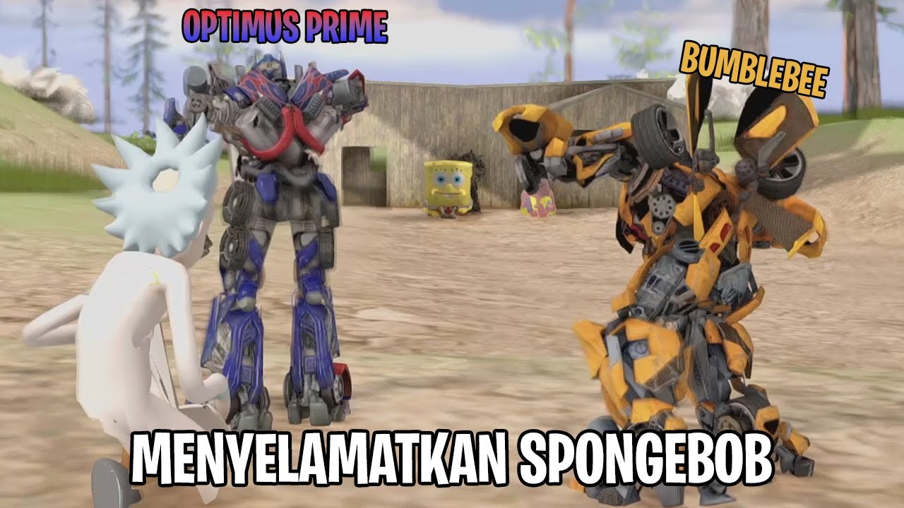 OPTIMUS PRIME MENGALAHKAN MEGATRON | GTA Lucu Spongebob - YouTube