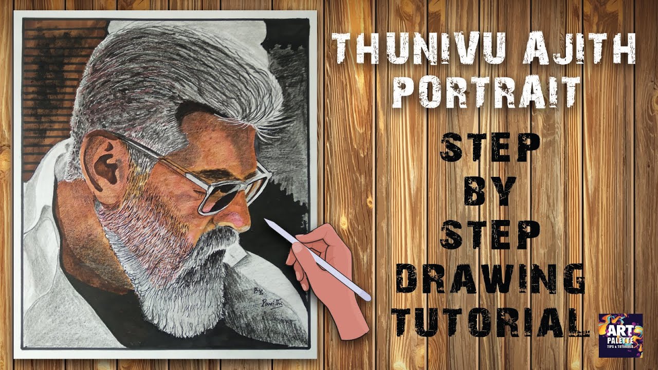 How to draw THUNIVU AJITH portrait by using Alcohol markers and colour ...