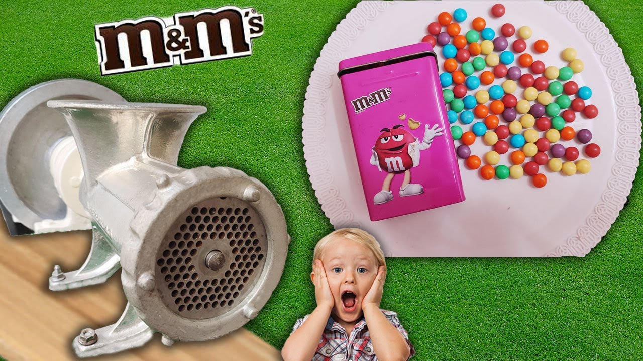 Experiment Colorful Smarties M&Ms vs Meat Grinder| Satisfying Videos ...