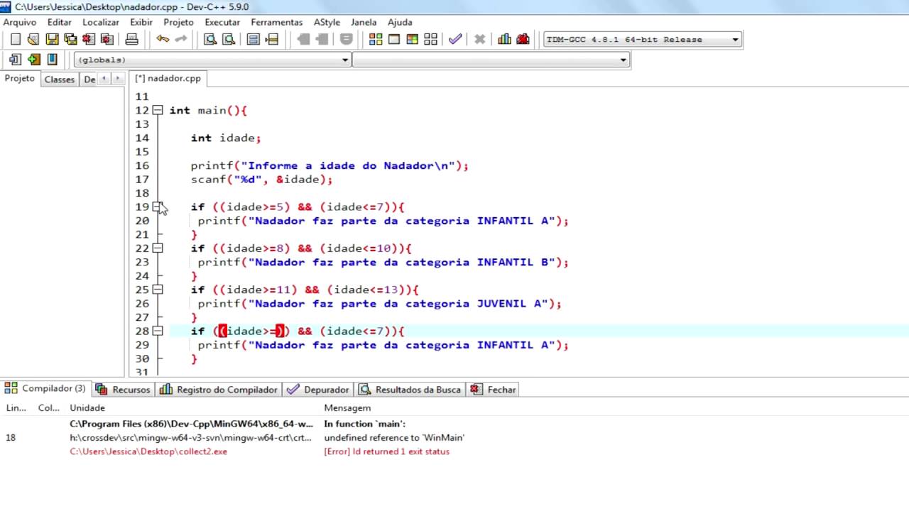 Usando o operador lógico "&& (E)" em linguagem C - YouTube