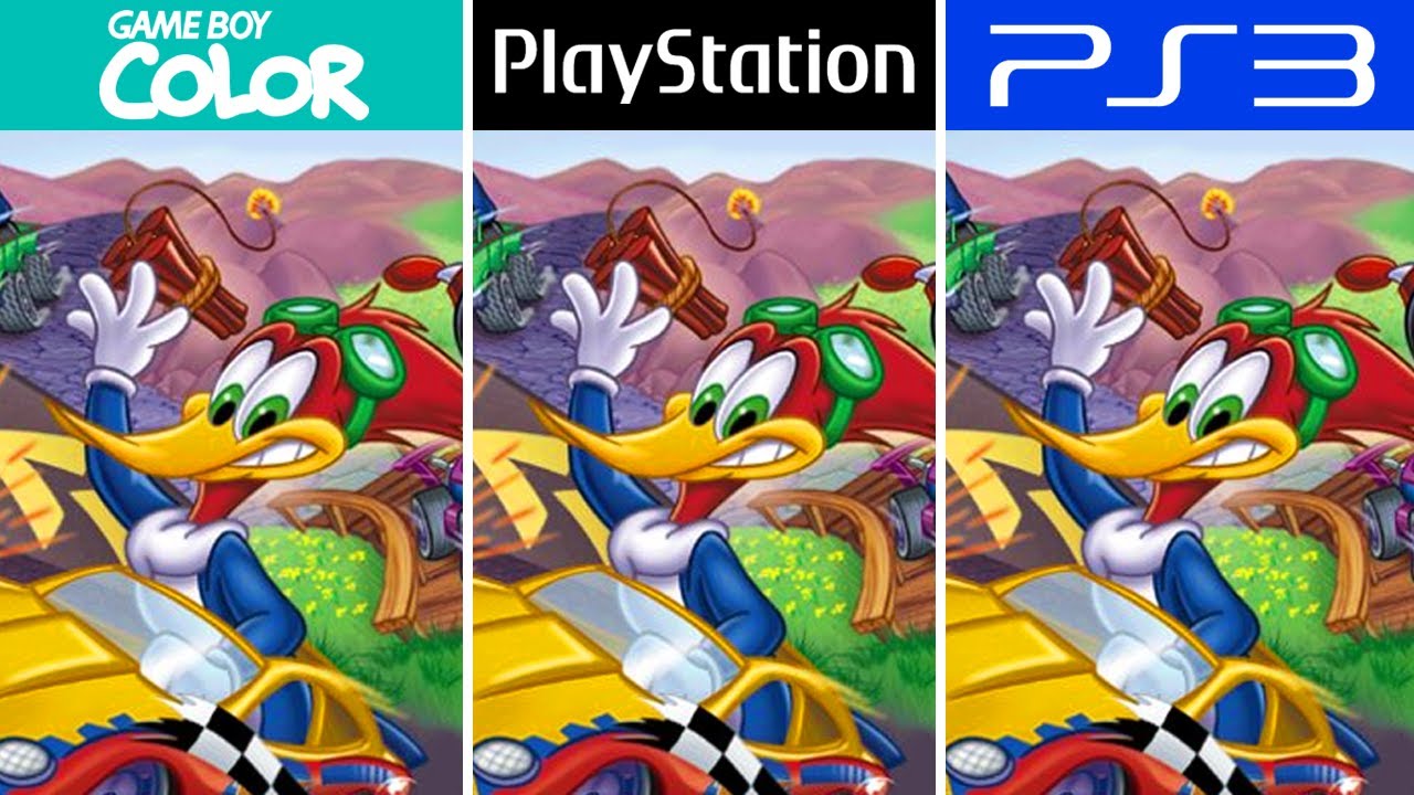 Woody Woodpecker Racing (2000) GBC vs PS1 vs PS3 | Graphics Comparison ...