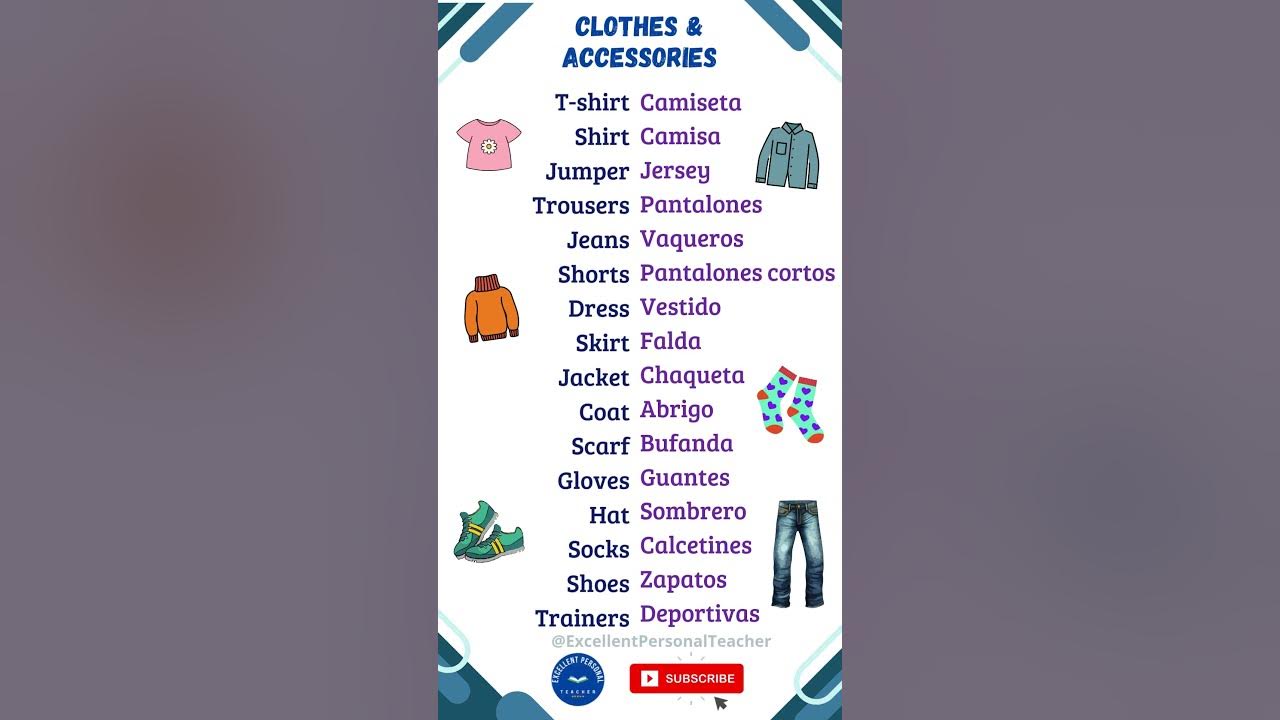 🛍️ Ropa y Accesorios en Inglés: Vocabulario Esencial 👗🕶️ #english # ...