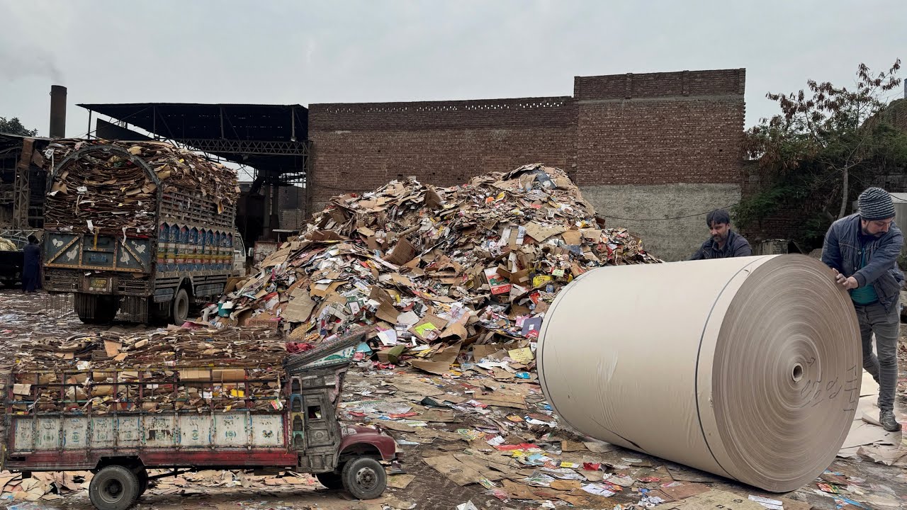 Incredible Process of Recycling Waste Paper into Cardboard Rolls ...