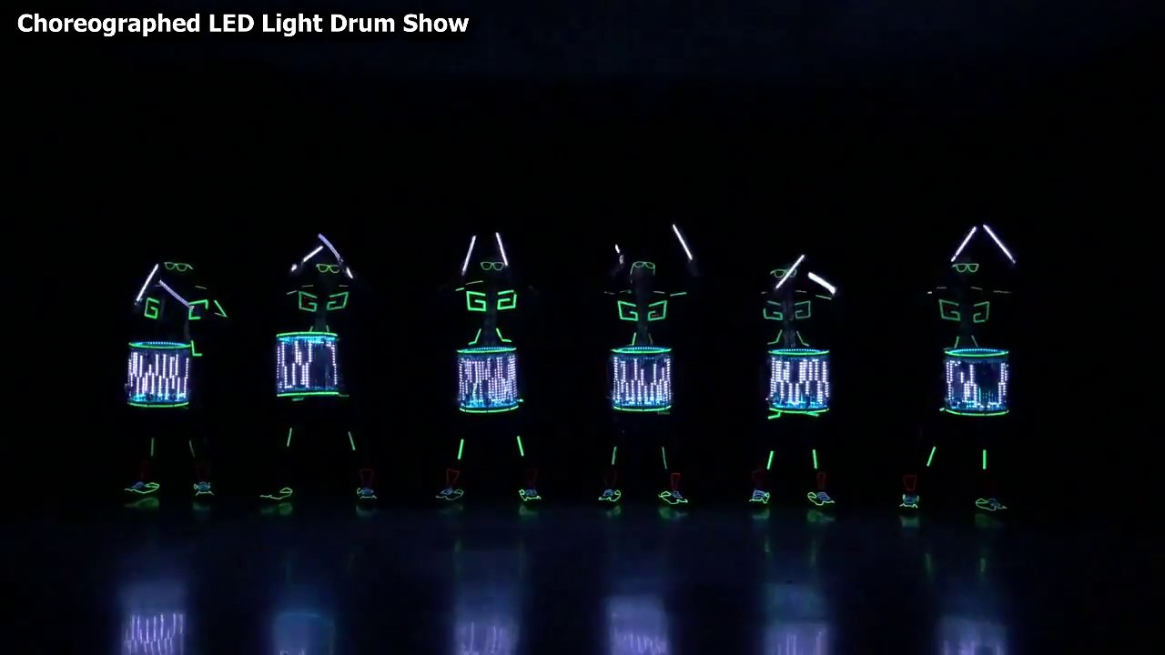 LED Light Drum Show Entertainers - YouTube