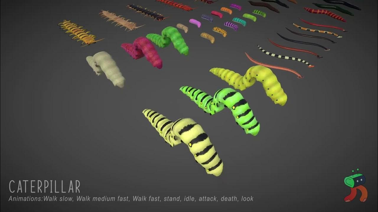 Caterpillar | Animated lowpoly 3d model for Unity game engine. Unity asset store Worms pack ...
