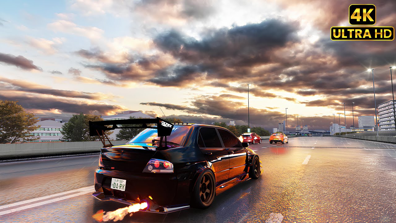 1013HP - Mitsubishi Evo IX | Driving on Wet Ground at Sunset | Assetto ...