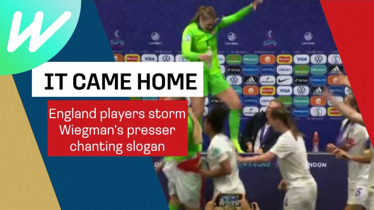 "It's coming home!" England players storm presser chanting slogan ...