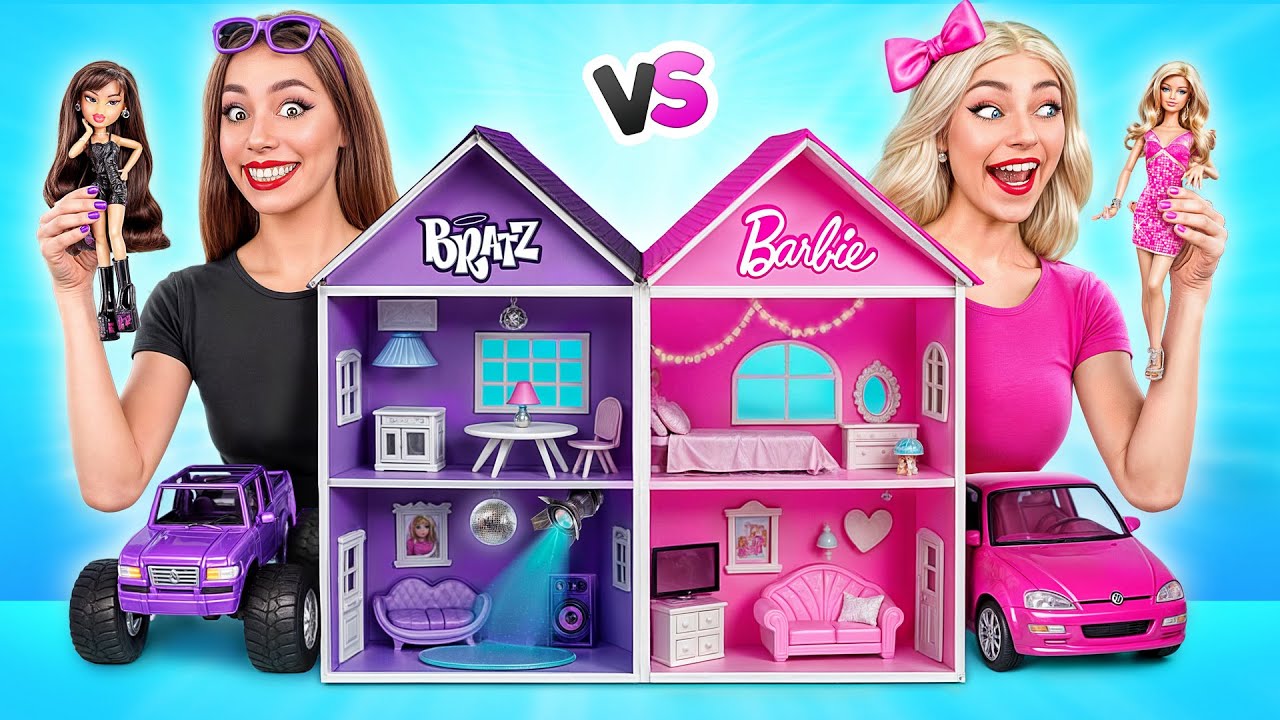 Staviame Úžasný Domček Pre Bábiky | Barbie vs Bratz Výzva Multi DO ...