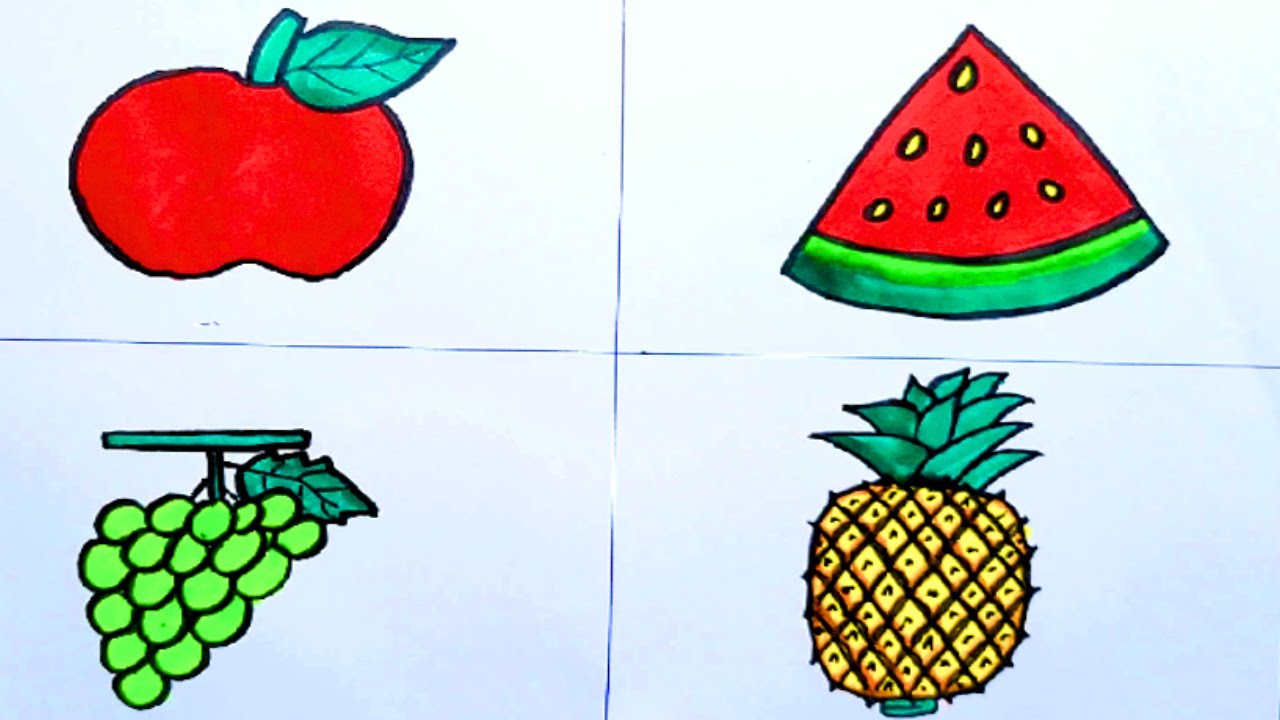 How to Draw Fruits Step by Step for Beginners || Different Types of ...