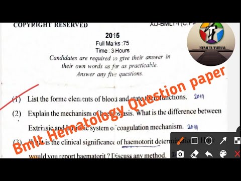 BMLT Hematology previous year Question paper - YouTube