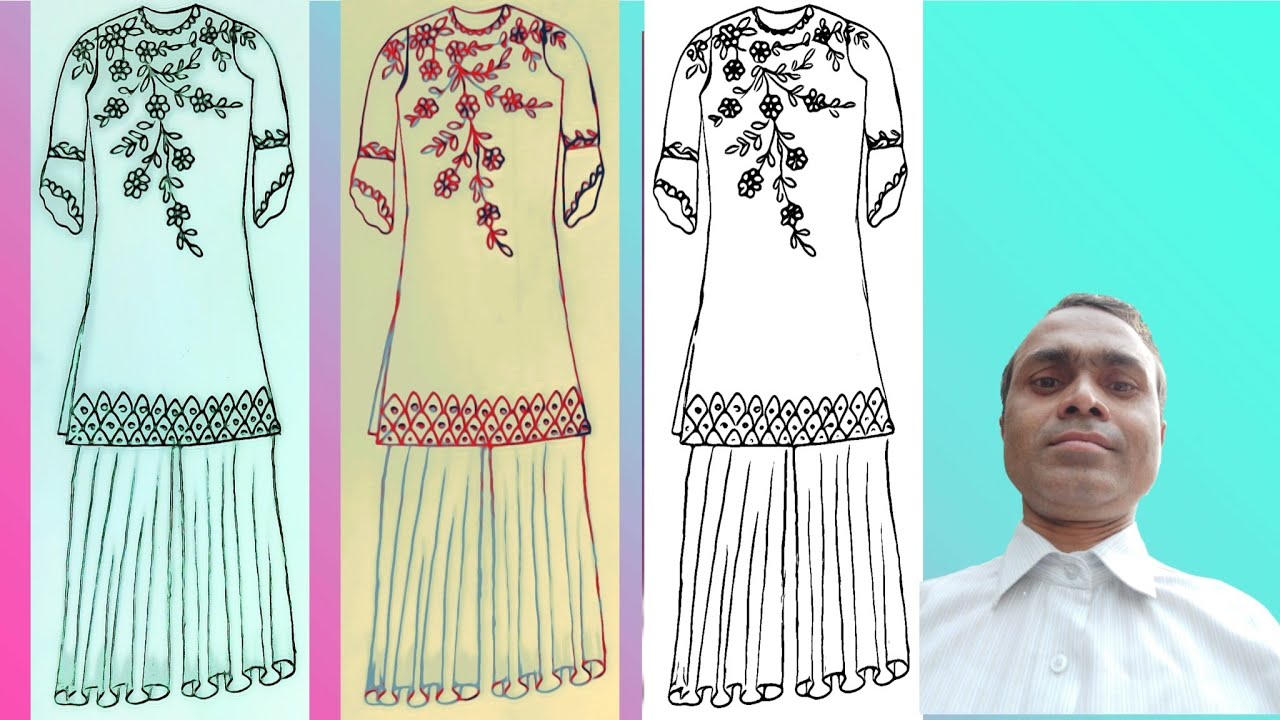 Khaka Art Seekho How To Learn Draw Beautiful Sarara Design Khaka Sketch ...