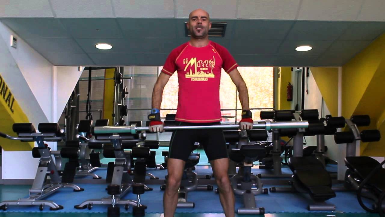 Elevaciones frontales con barra olimpica. Trabajo para hombros - YouTube