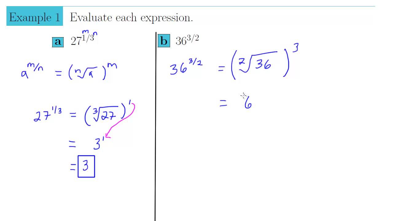 Radicals RationalExponents Evaluation - YouTube