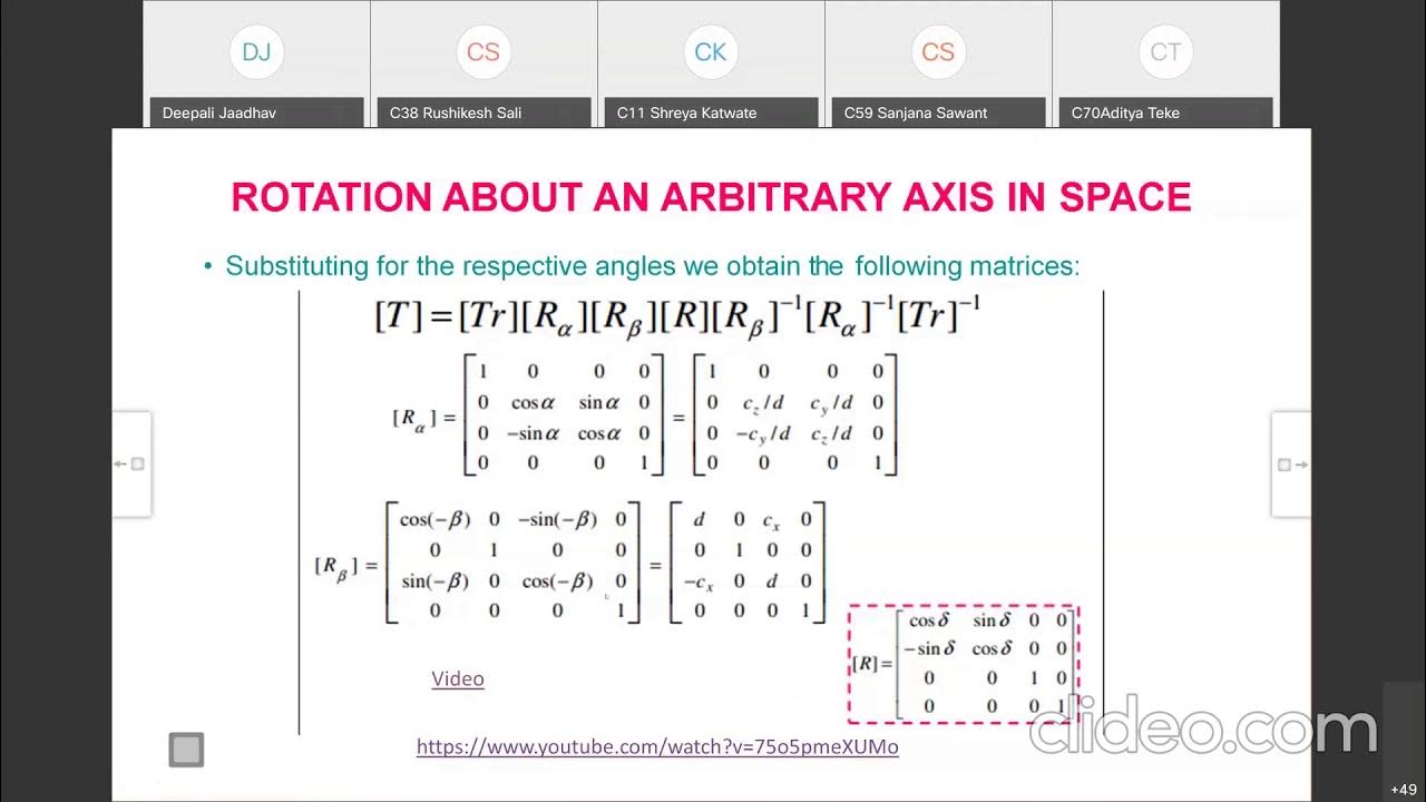 Lecture 19 - Computer Graphics - 3D Rotation about an Arbitrary Axis in Space - Deepali Jaadhav ...