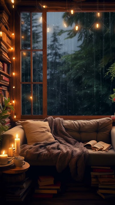 Cozy Rainy Evening Ambience | Candles, Rain Sounds & Warm Room for Sleep, Study, Relaxation ...