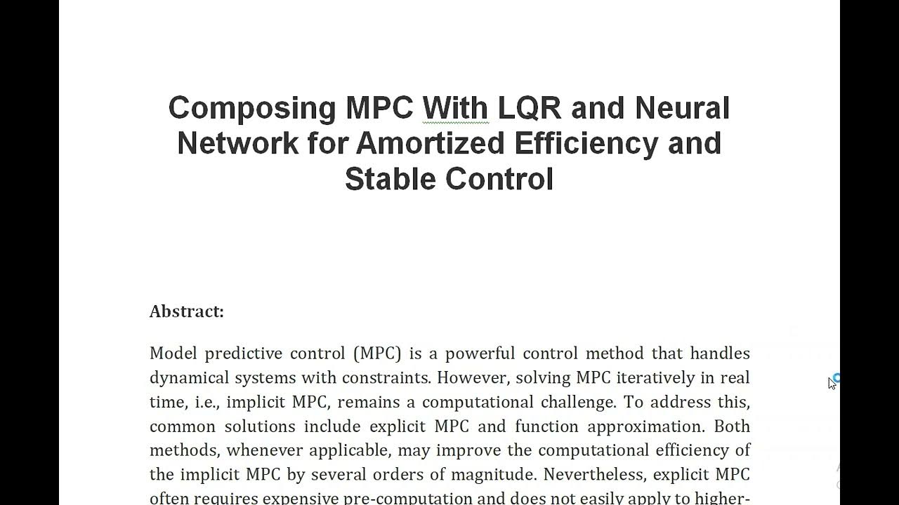 Composing MPC With LQR and Neural Network for Amortized Efficiency and Stable Control - YouTube