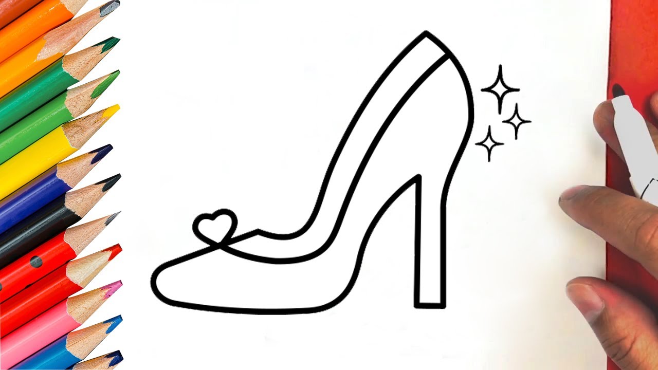 Drawing a high heel shoe | How to draw a cute Bridal Shoe - YouTube