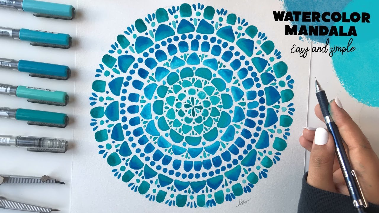 Watercolor mandala drawing with Karin markers - YouTube
