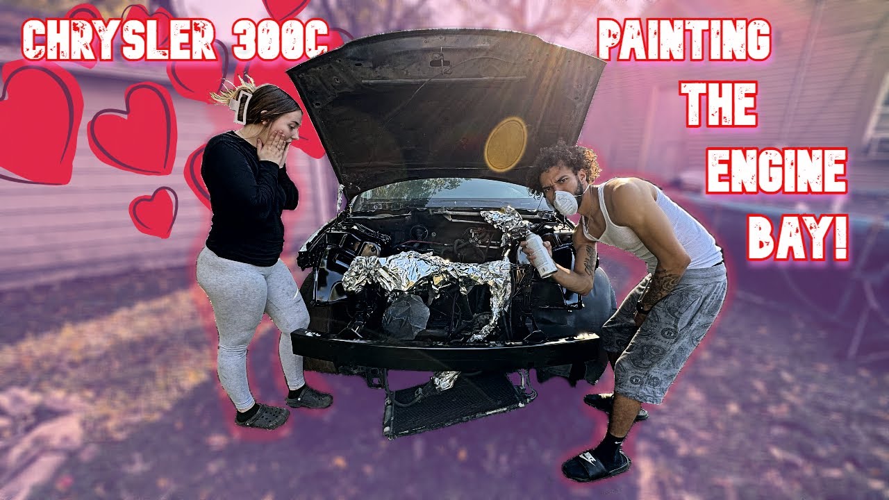 Painting The Engine Bay On Her Dream Chrysler 300c Build - YouTube