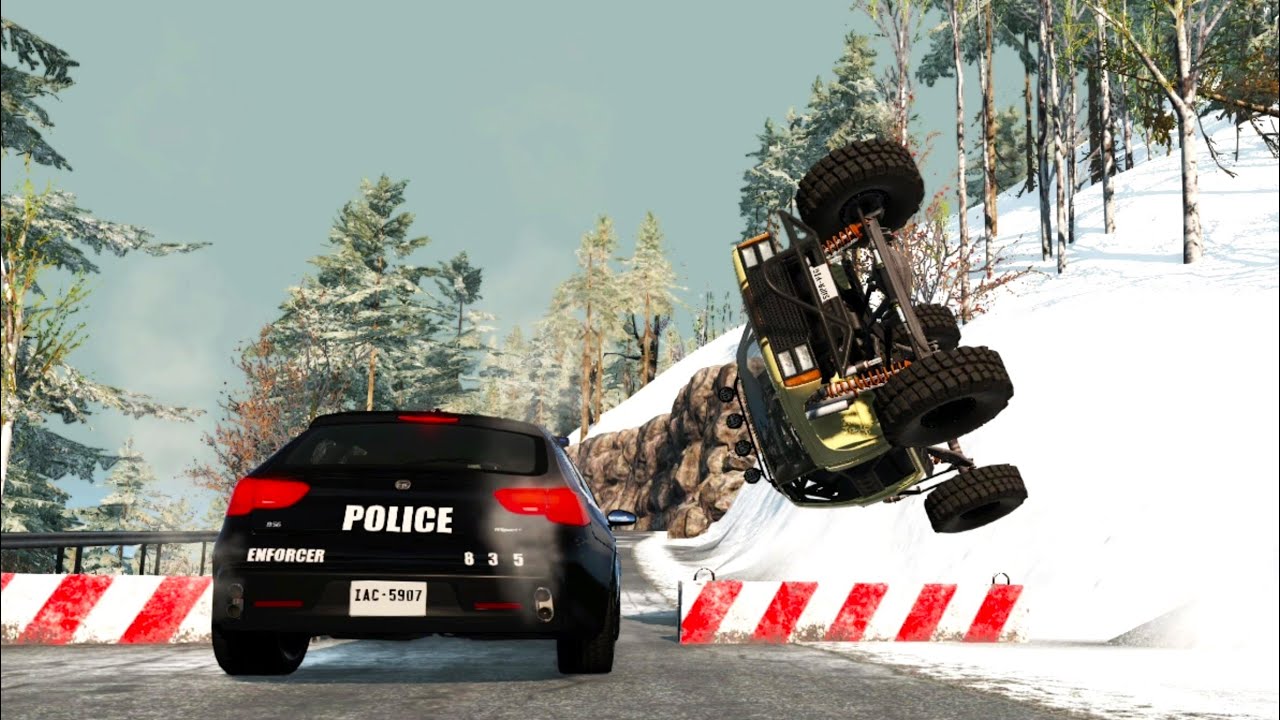 BeamNG.Drive - Police chase vs bandit cars 👌 - YouTube