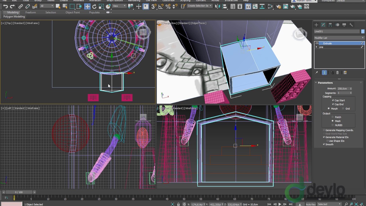 3DS Max 2018 - Modelleme 13 (Line, Outline, Extrude) - YouTube