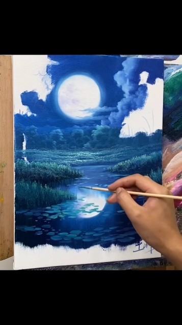 Calligraphy course ️How to make scenery on canvas board ️ #calligraphy ...