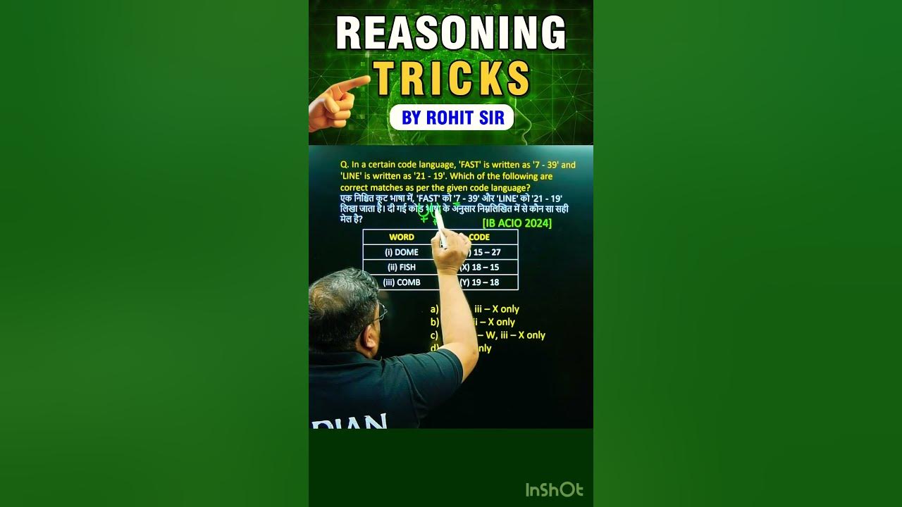 CODING DECODING | REASONING BY ROHIT SIR | #shorts #ssc #ssccgl #reasoning #radianmensa - YouTube