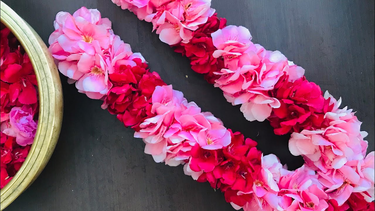 Easy Garland | arali poo malai | oleander garland | arali poo from ...