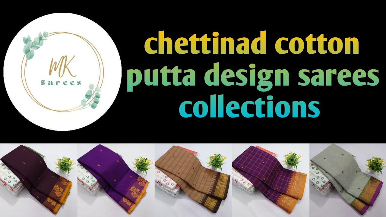 new arrival of chettinad cotton plain and checked putta design sarees ...