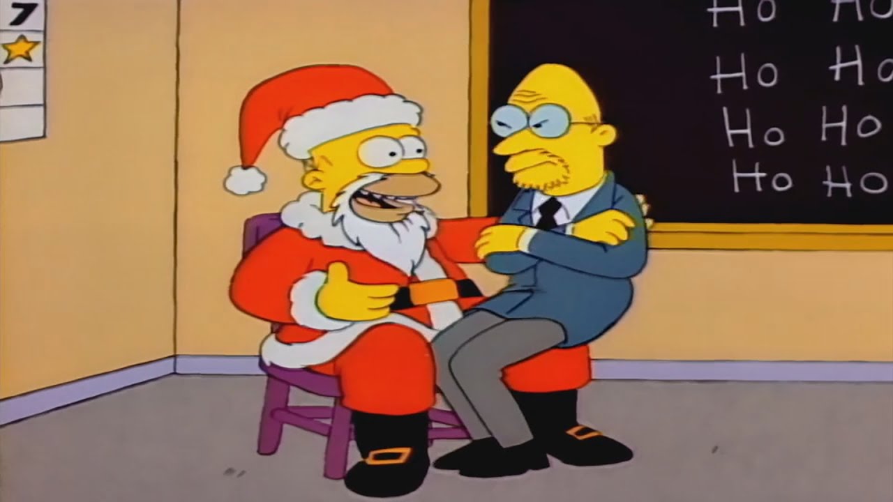 The Simpsons - Homer becomes mall Santa - YouTube