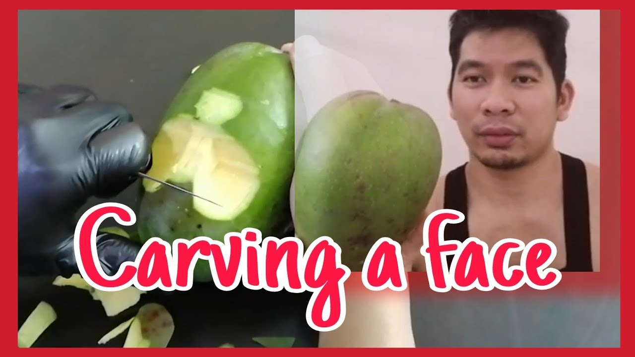 How to carve face on Mango/fruit carving - YouTube