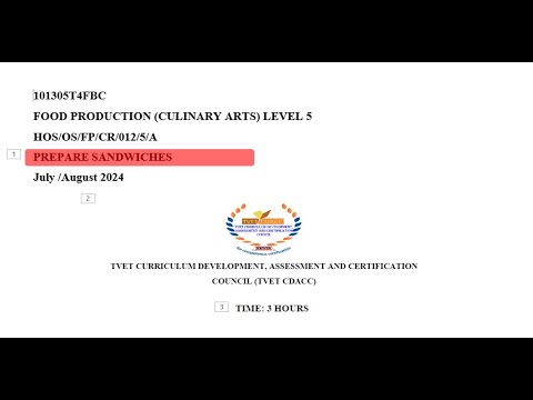 Level 5 FOOD PRODUCTION CULINARY ARTS Prepare Sandwiches Cdacc Past ...