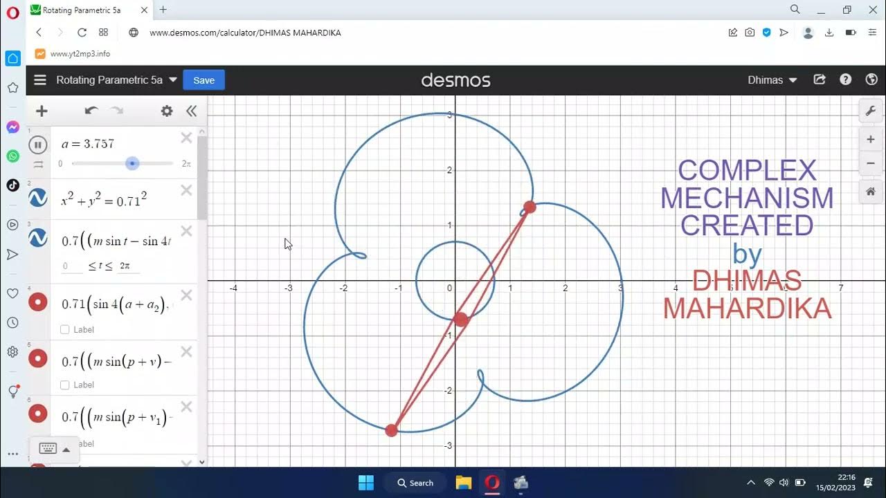Creating Graph Equation of Complex Mechanism run on Desmos software #mechanism #mathart # ...