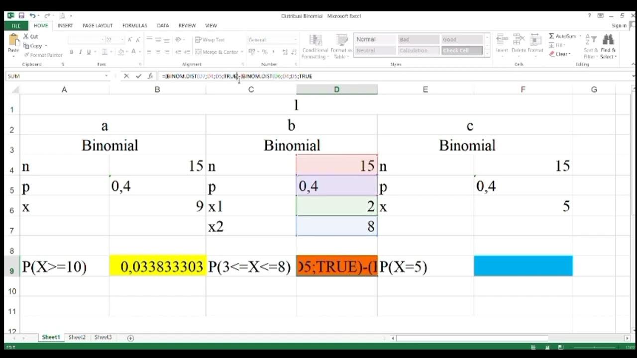 video tentang "penggunaan aplikasi excel pada distribusi peluang binomial" - YouTube