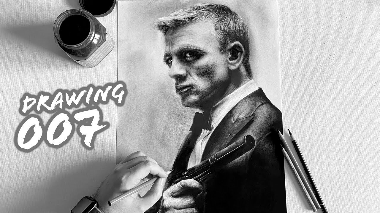Drawing James Bond | Daniel Craig Fan Art - YouTube