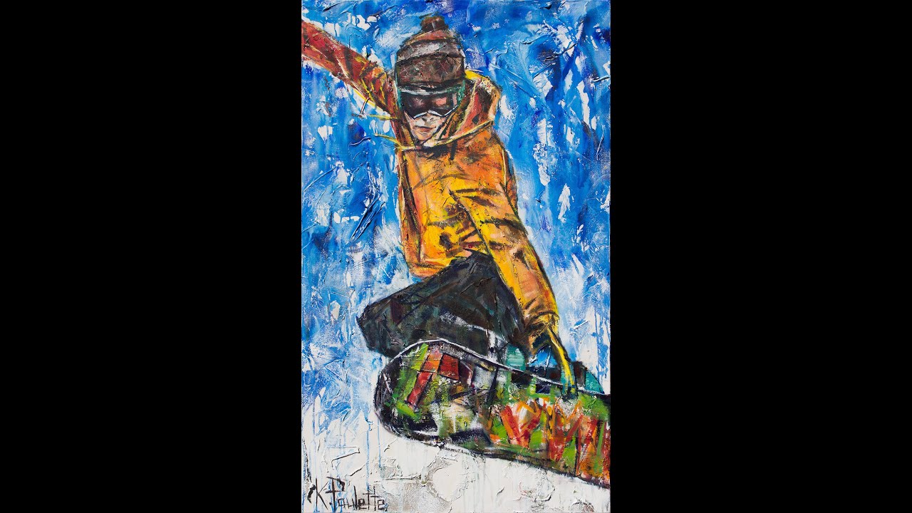Snowboarding Art on Canvas Painting original - YouTube