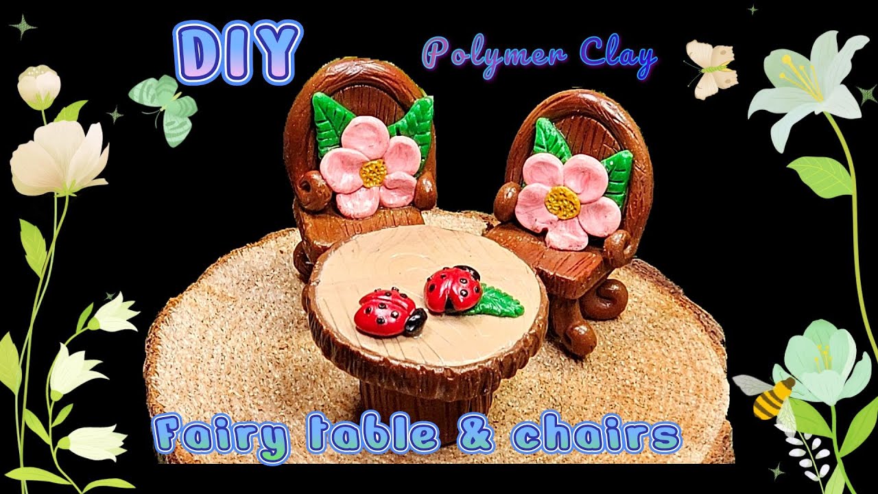 How to make Fairy table & chairs| Easy polymer clay tutorial - YouTube