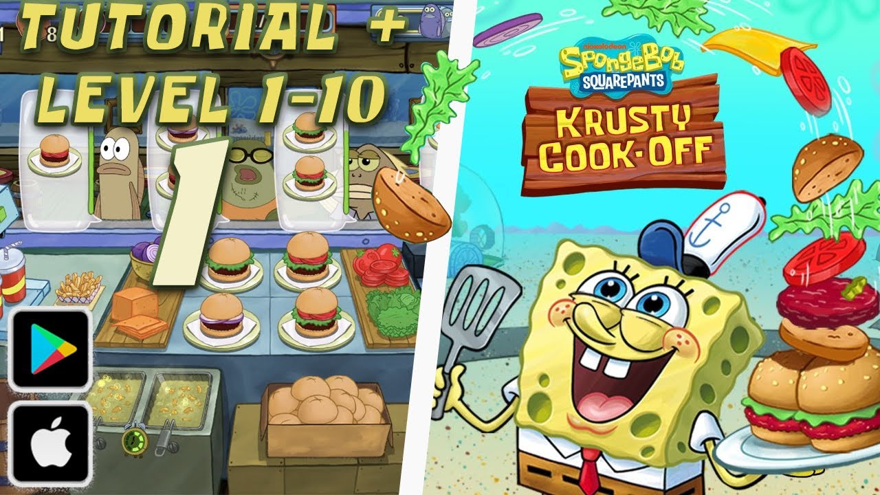 Spongebob Krusty Cook Off Game Walkthrough#1 [Tutorial + Level 1-10 ...