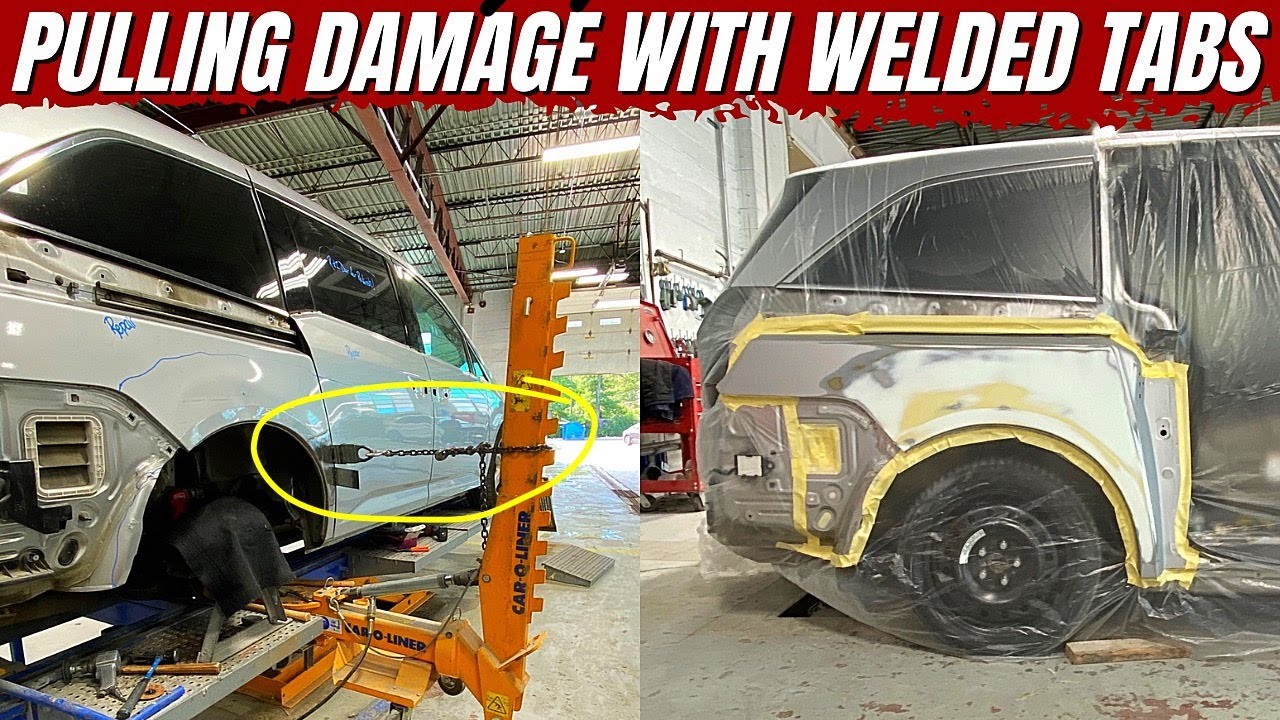 Pulling Damage With Welded Tabs! #autobody #collision #bodyshop # ...
