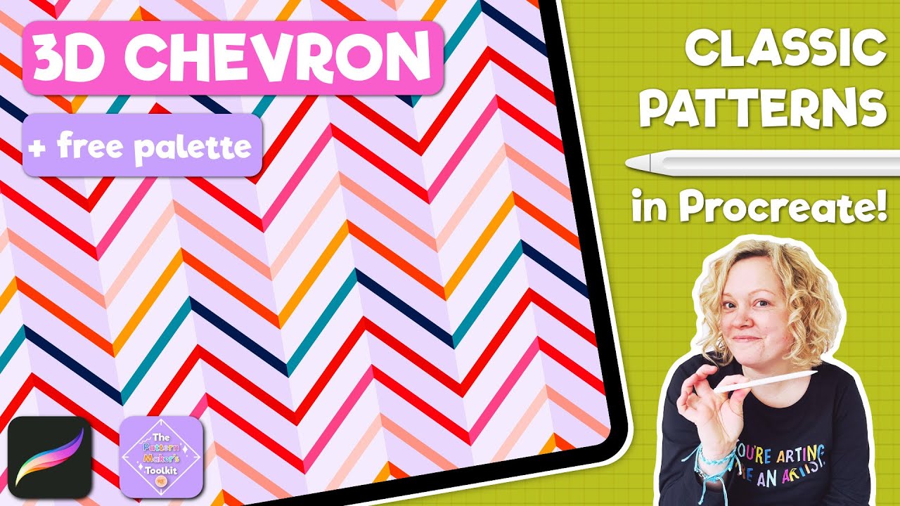 3D Chevron Pattern in Procreate | Easy Geometric Tutorial + Free Color ...