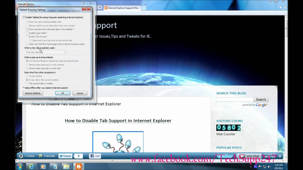 How to Disable Tab Support in Internet Explorer - YouTube