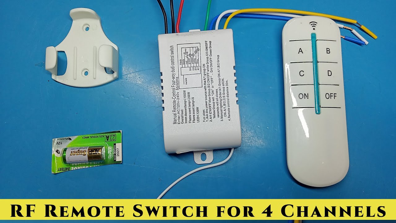 RF Remote Switch for 4 Channels unboxing and review, rf transmitter and ...