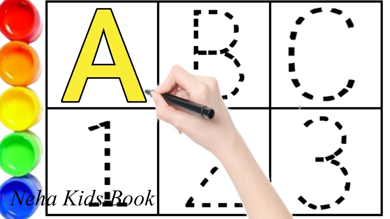 A to Z, Kids rhymes, collection for writing along dotted lines for ...