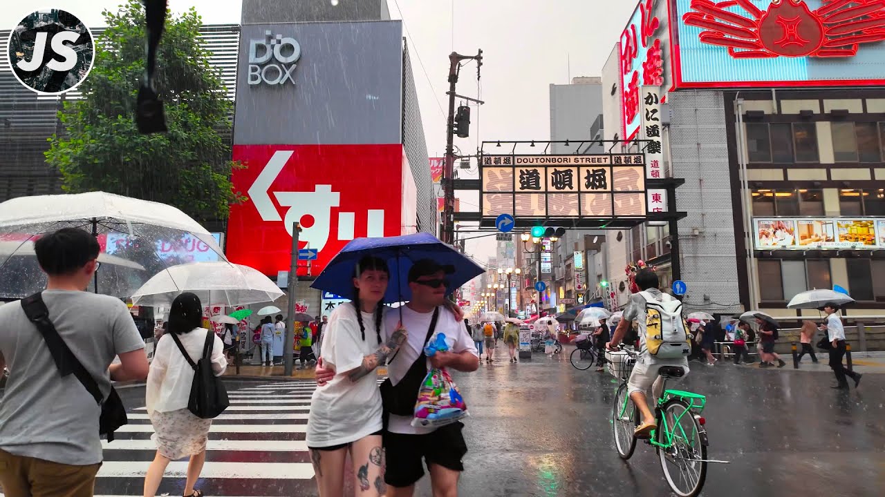 Heavy Rain Walk in Osaka Japan | Dotonbori Area (Sept 2024) - YouTube