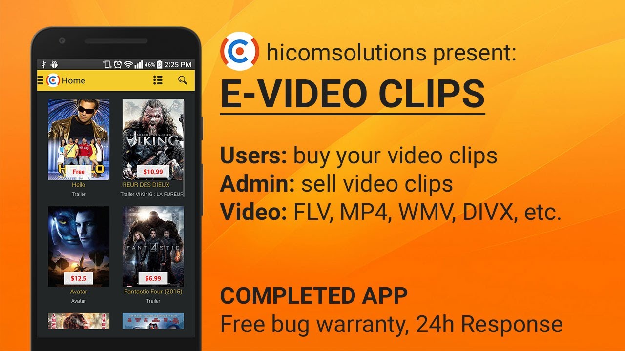 E-Video clips: sell your video clip mobile app template, source code ...