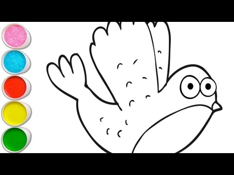 How to Drawing a bird, Drawing and Coloring A Rainbow Bird - YouTube