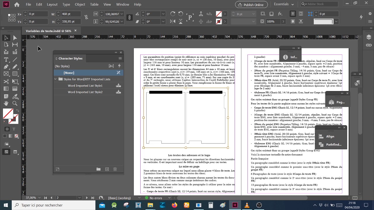 Cas pratique : Variables de texte dans Indesign - YouTube